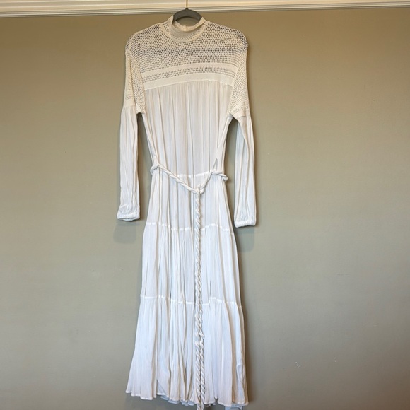 A.L.C. | Dresses | Alc White Long Sleeve Pleated Dress | Poshmark